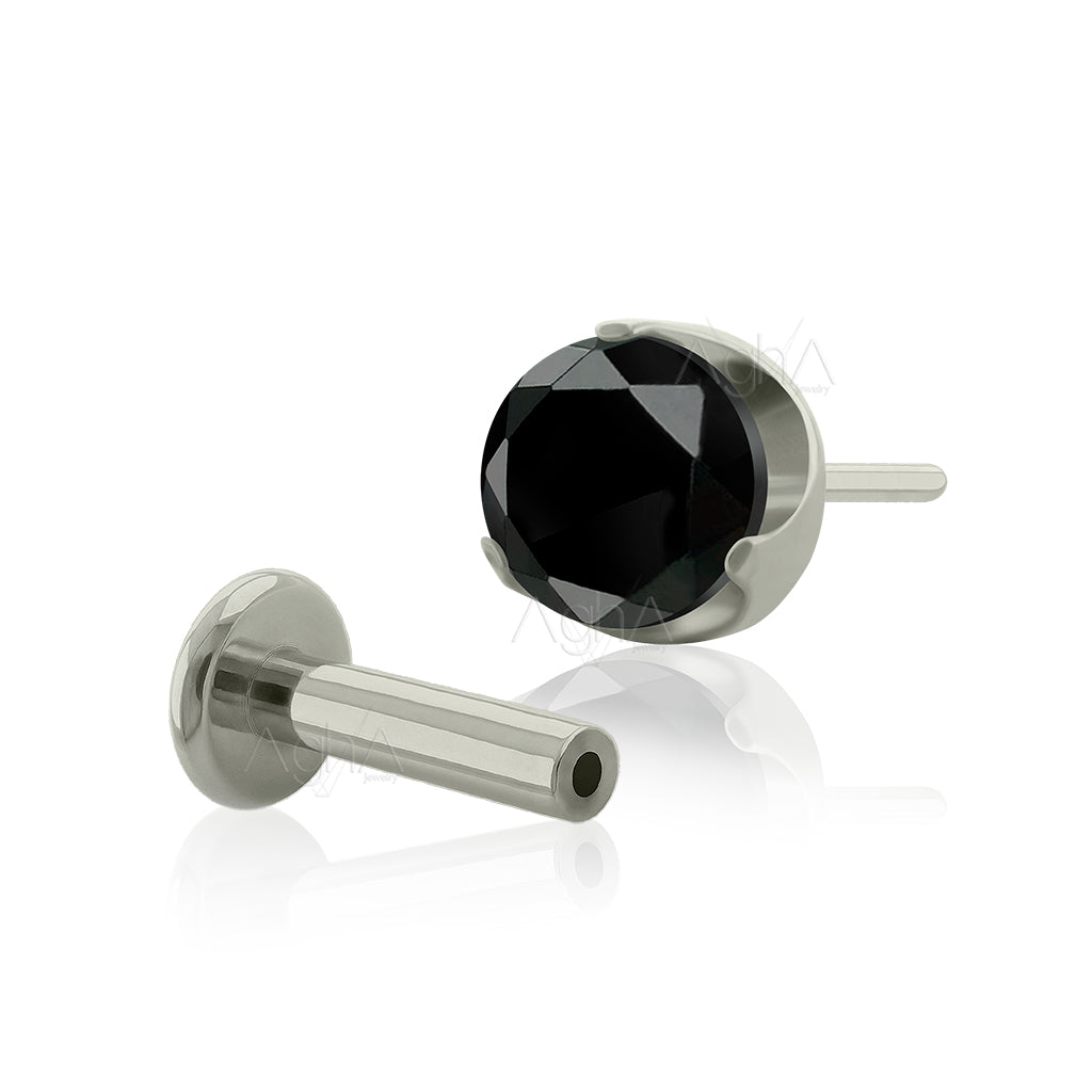 16g Implant Grade Titanium Threadless Labret with Flat Prong Setting ...