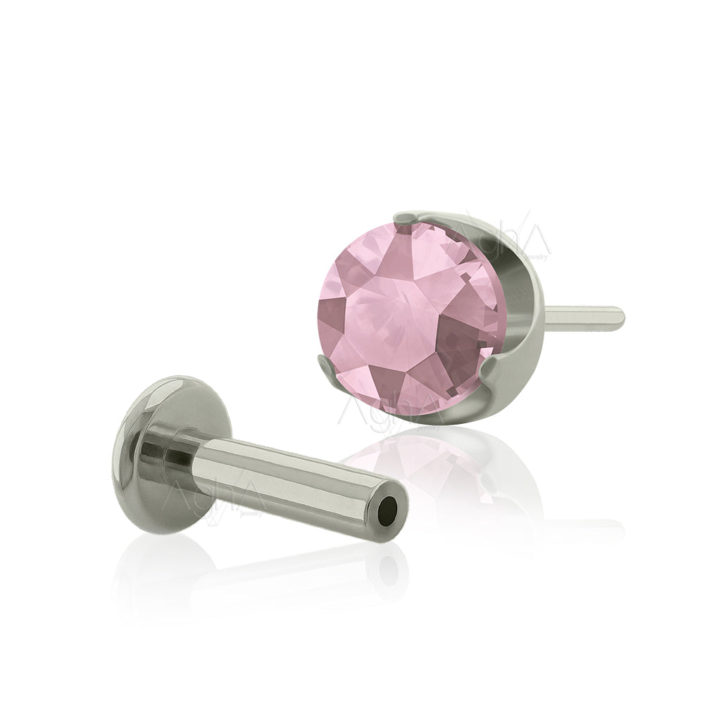 16g Implant Grade Titanium Threadless Labret with Flat Prong Setting ...