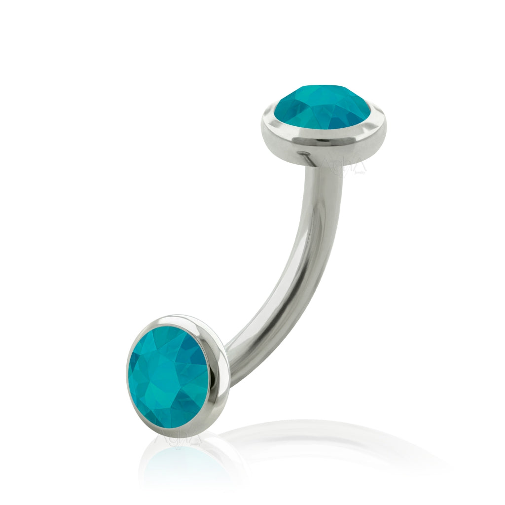 16g, Implant Grade Titanium, Internal Thread Curved Barbell with Two C ...